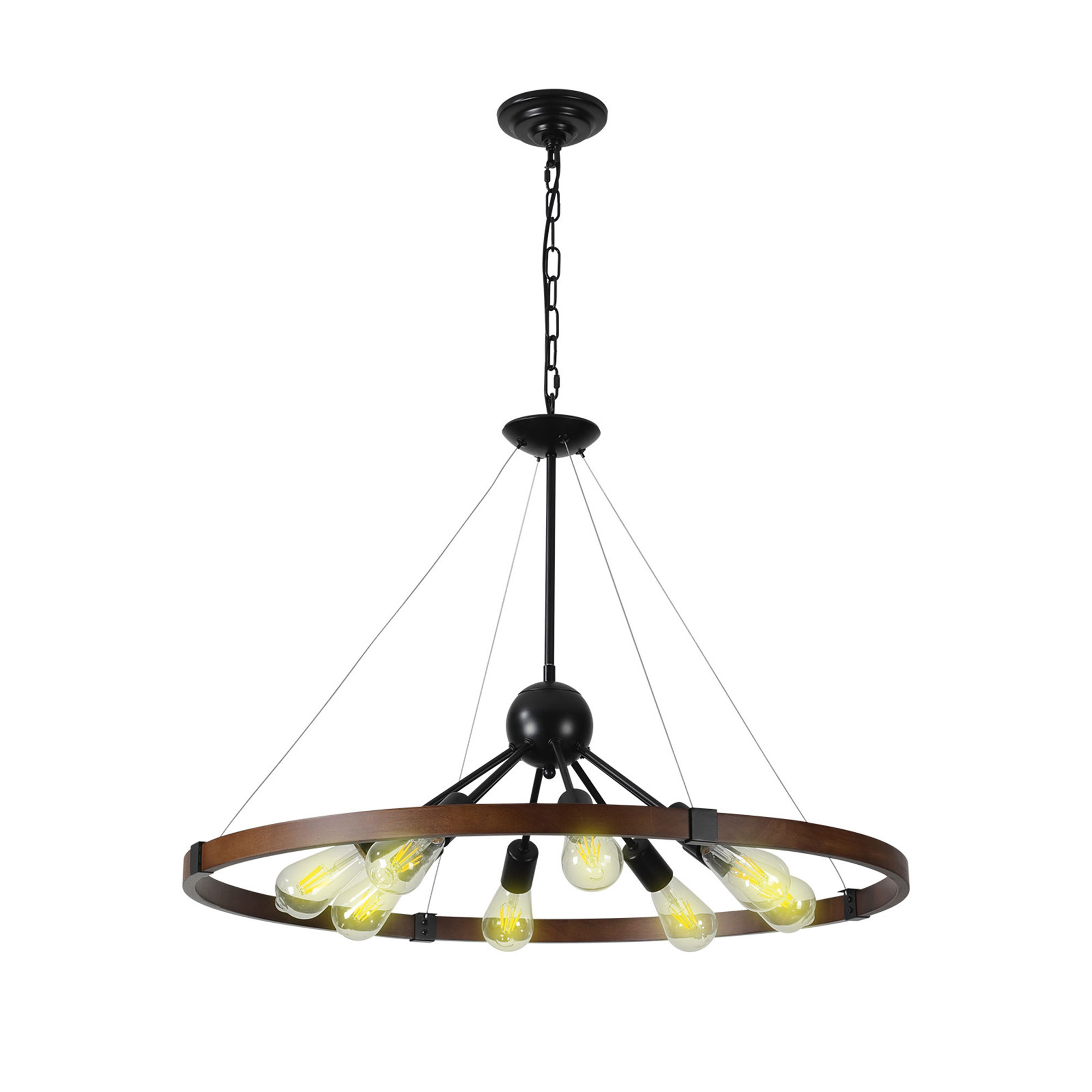 Gracie Oaks Nostalgic 32" Rustic Industrial Chandelier, 8-light ...