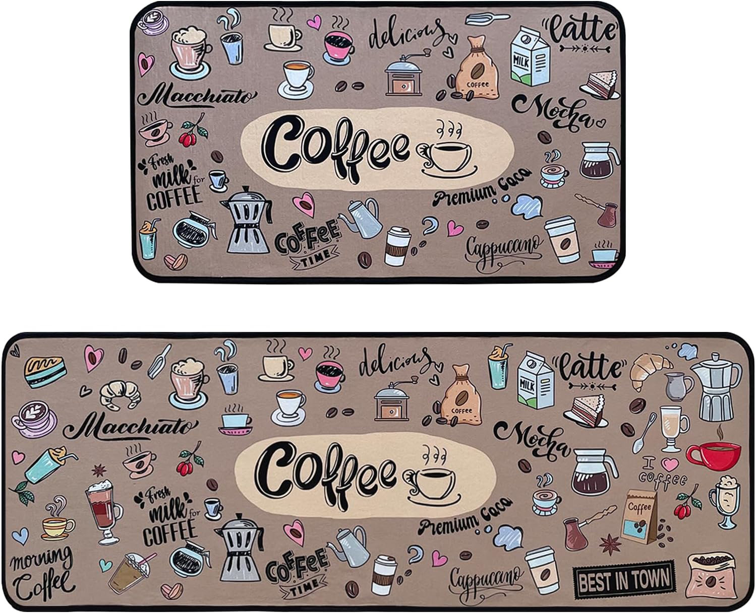 One Allium Way® Coffee Kitchen Rugs Sets of 2 | Wayfair