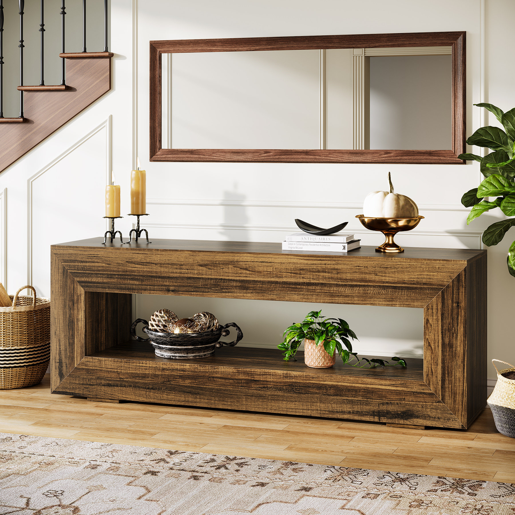 Millwood Pines 63" Rustic Low Console Table | Wayfair