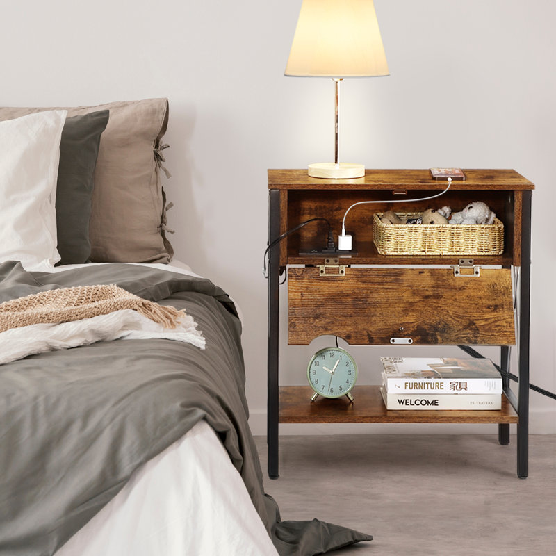 17 Stories End Table with Storage and Built-In Outlets | Wayfair