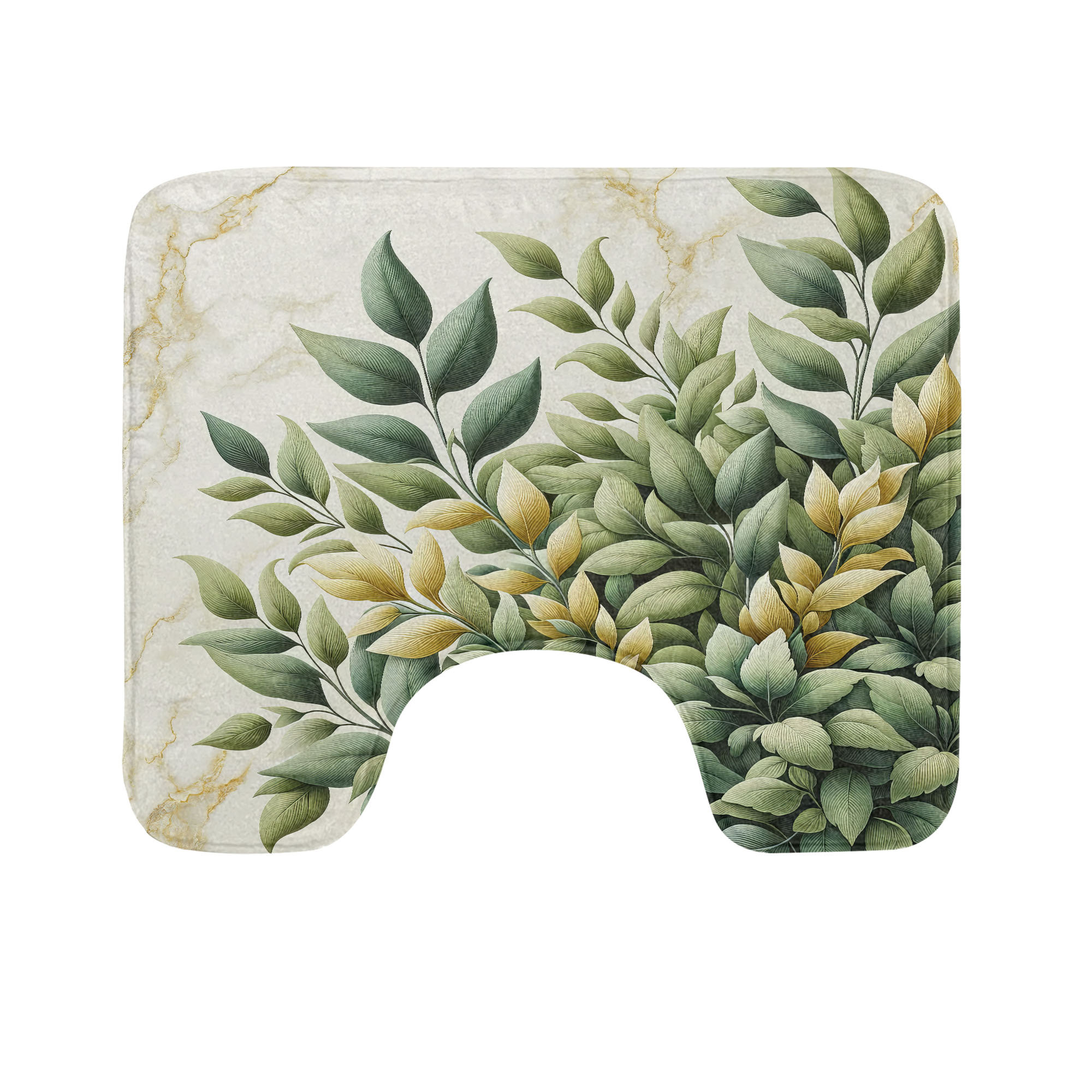 Bungalow Rose Eucalyptus Leaves Toilet Mat U-Shape Bathroom Rug 20 ...