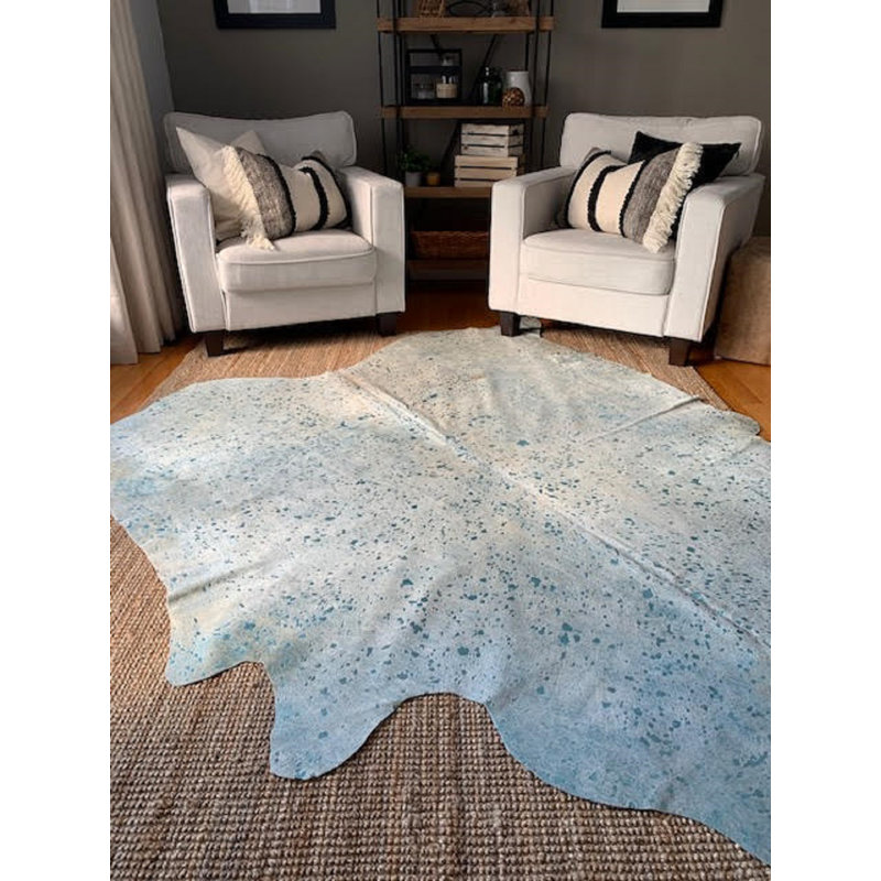 Foundry Select Handmade Turquoise Metallic Cowhide Rug | Wayfair