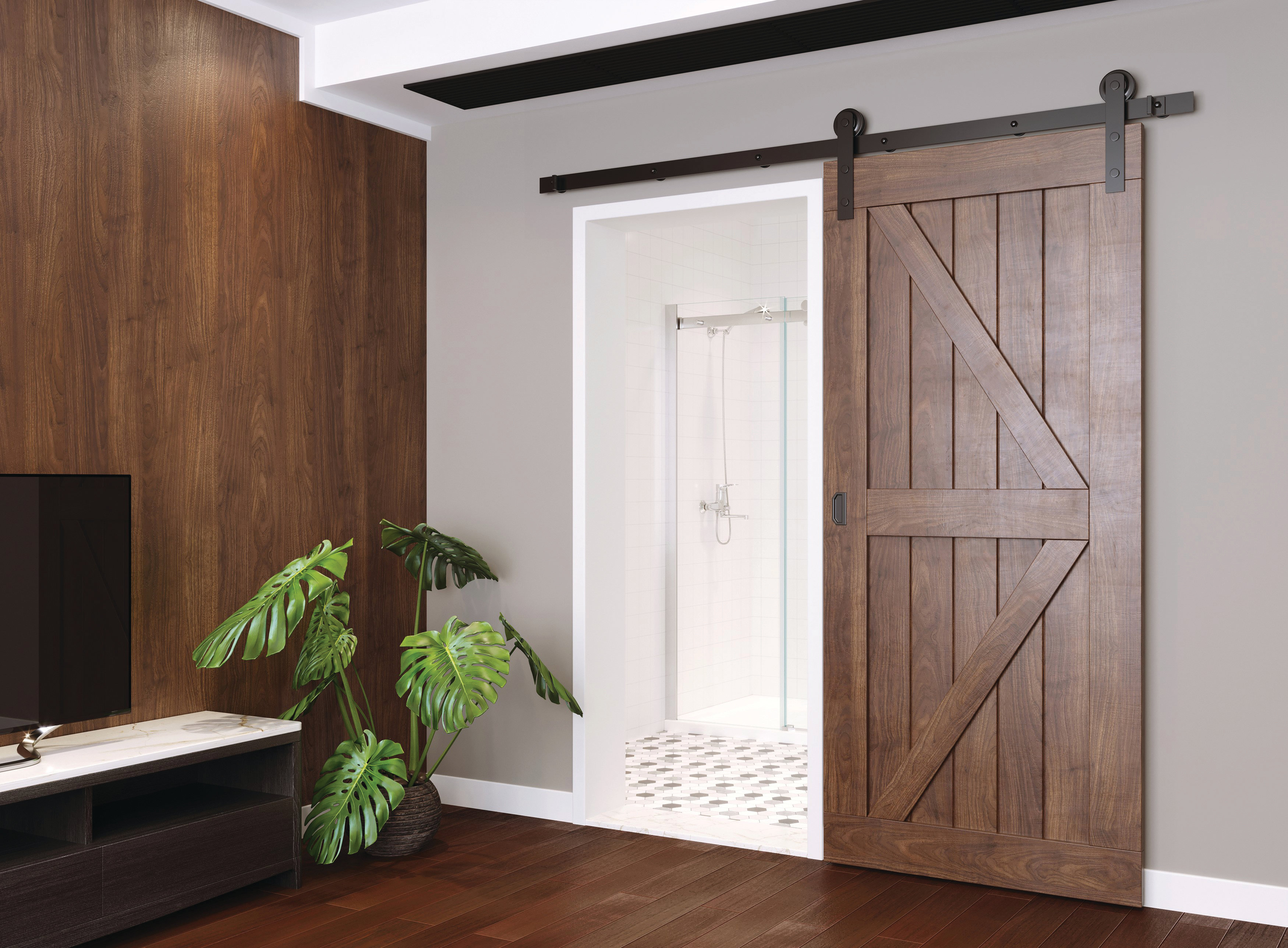 Penrod Hardware Premium Satin Nickel Straight Strap Single Track Barn ...