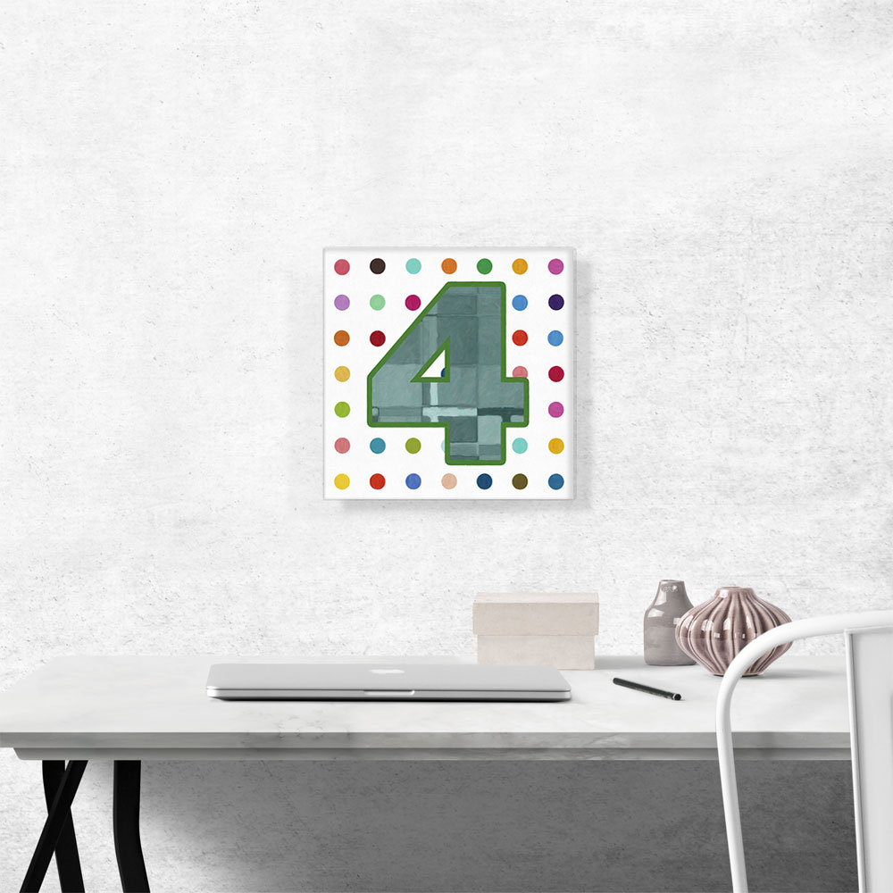 ARTCANVAS Fun Polka Dots Number 4 Four Numeral Canvas Art Print ...