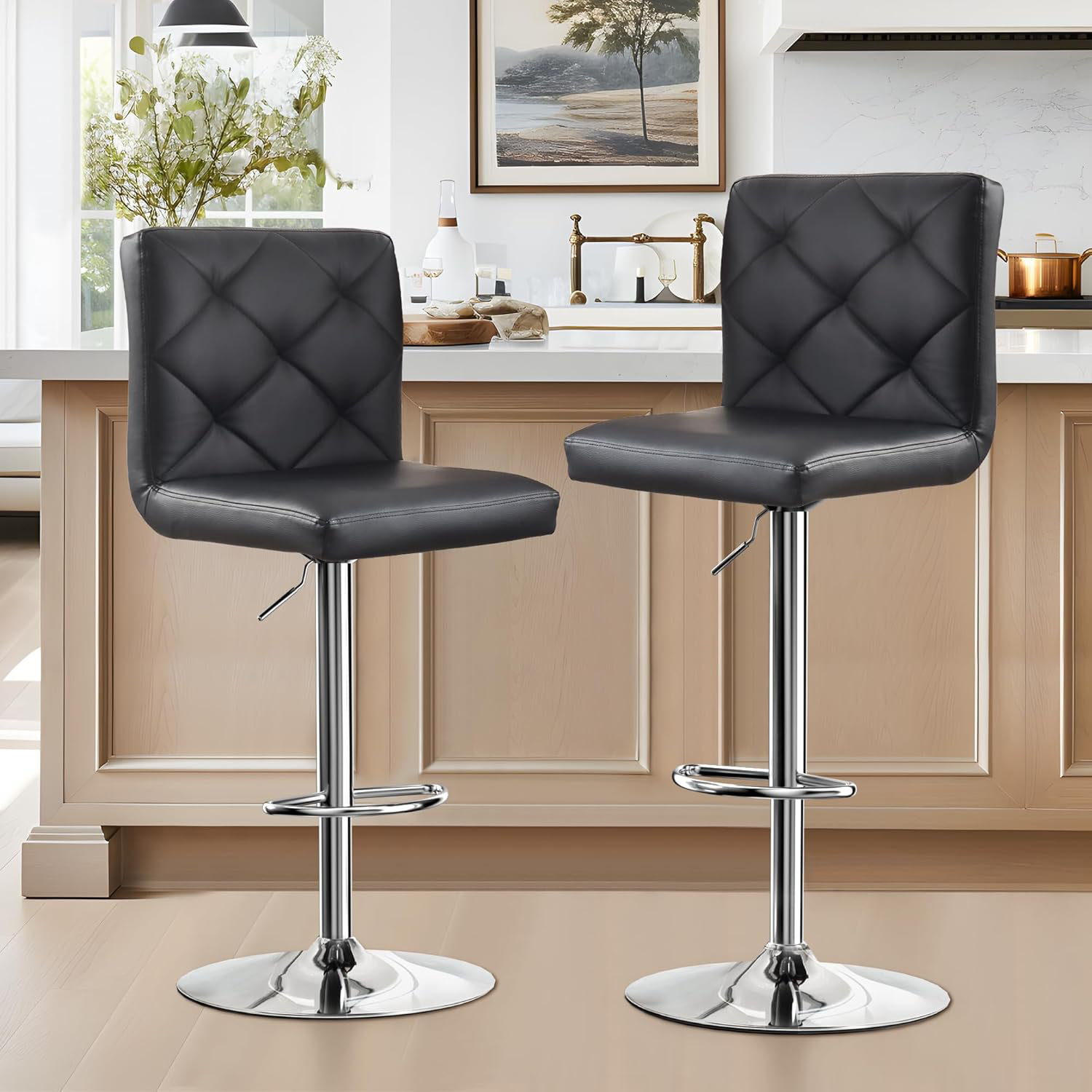 Latitude Run® Modern PU Leather Dining Room Kitchen Island Counter Bar ...