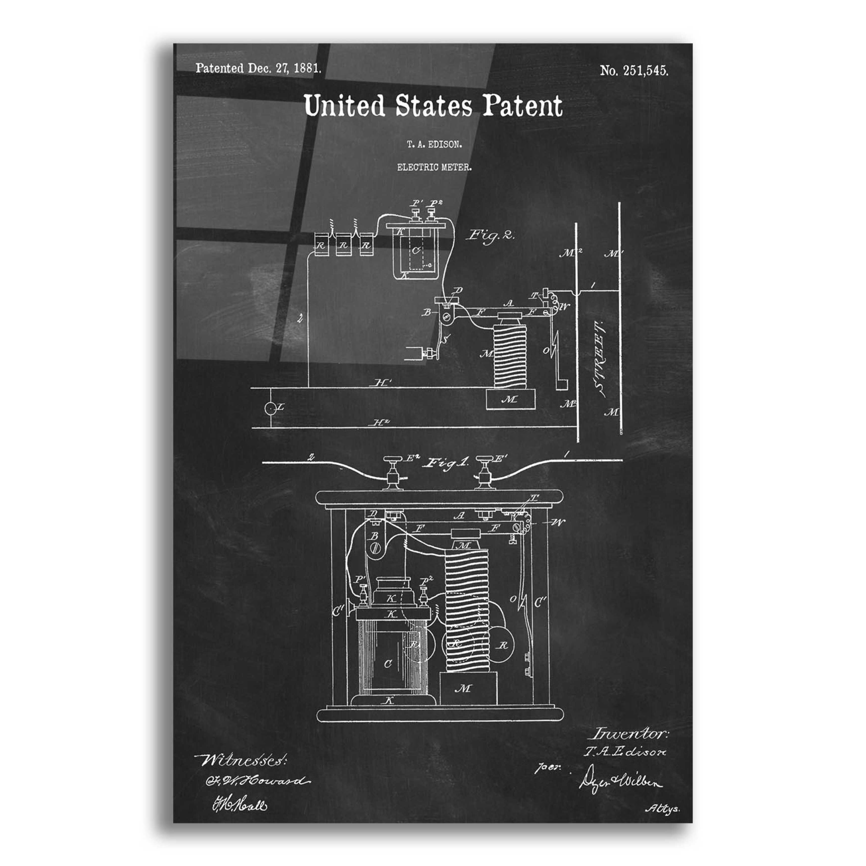 17 Stories " Edison Electric Meter Blueprint Patent Chalkboard " | Wayfair
