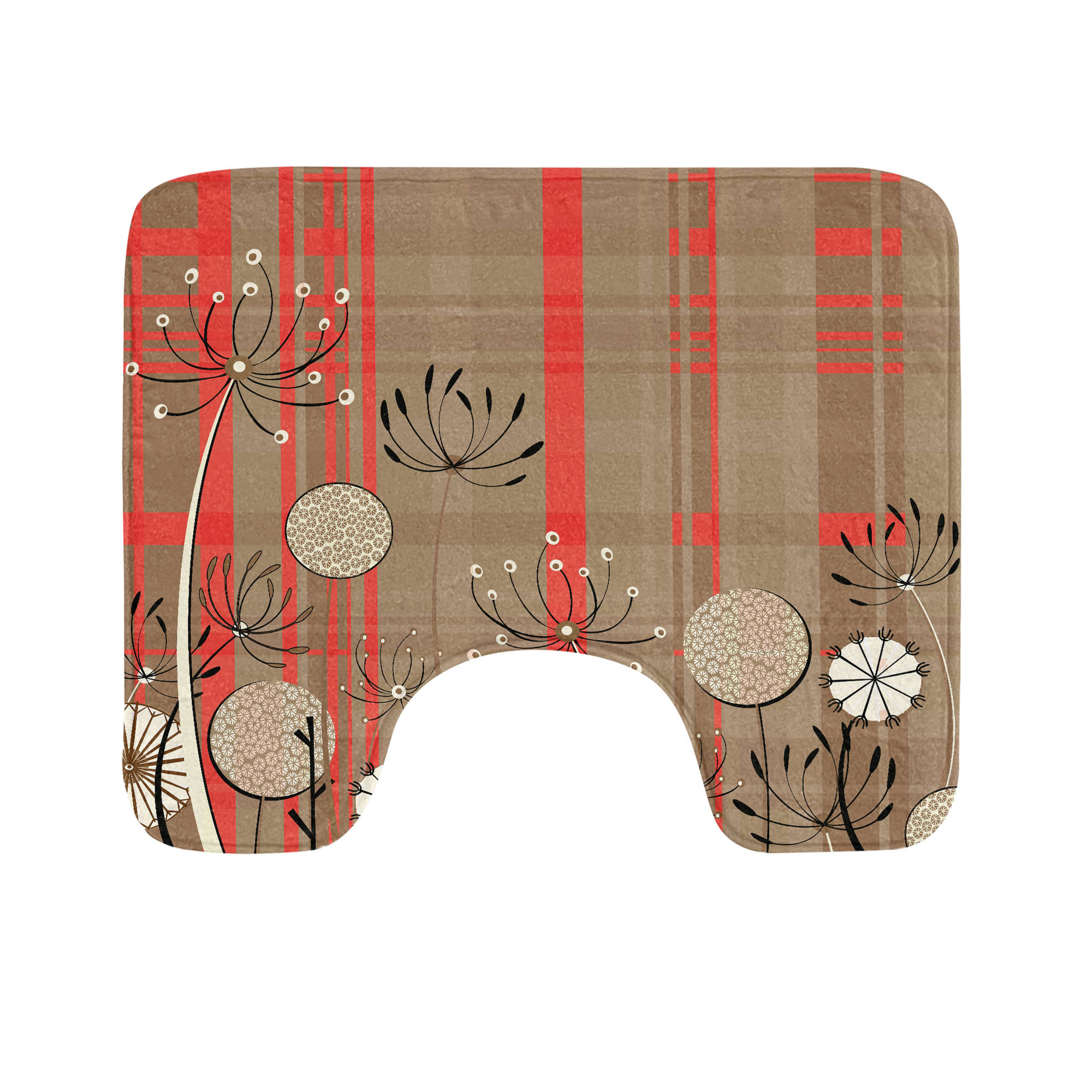 East Urban Home Flower Toilet Mat U-Shape Bathroom Rug 20" Salmon Umber ...