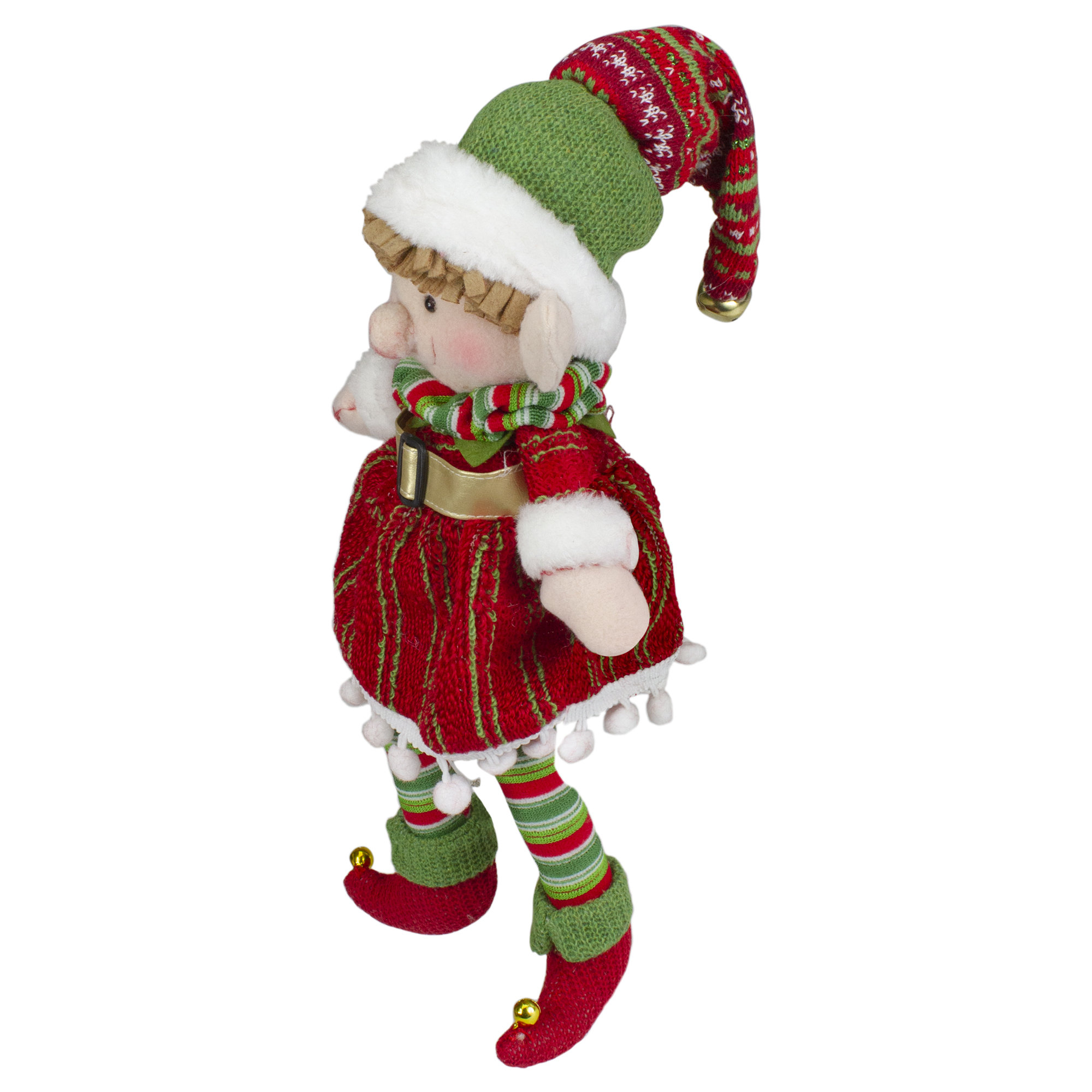 Northlight Seasonal 14" Red and Green Plush Jingle Bell Girl Elf ...
