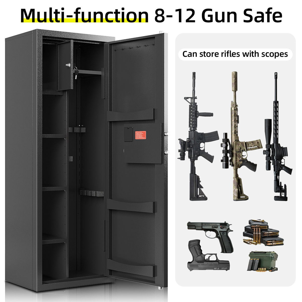 Kaer 8-12 Gun Safes,rifle Safe,gun Safes For Home Rifle And Pistols ...