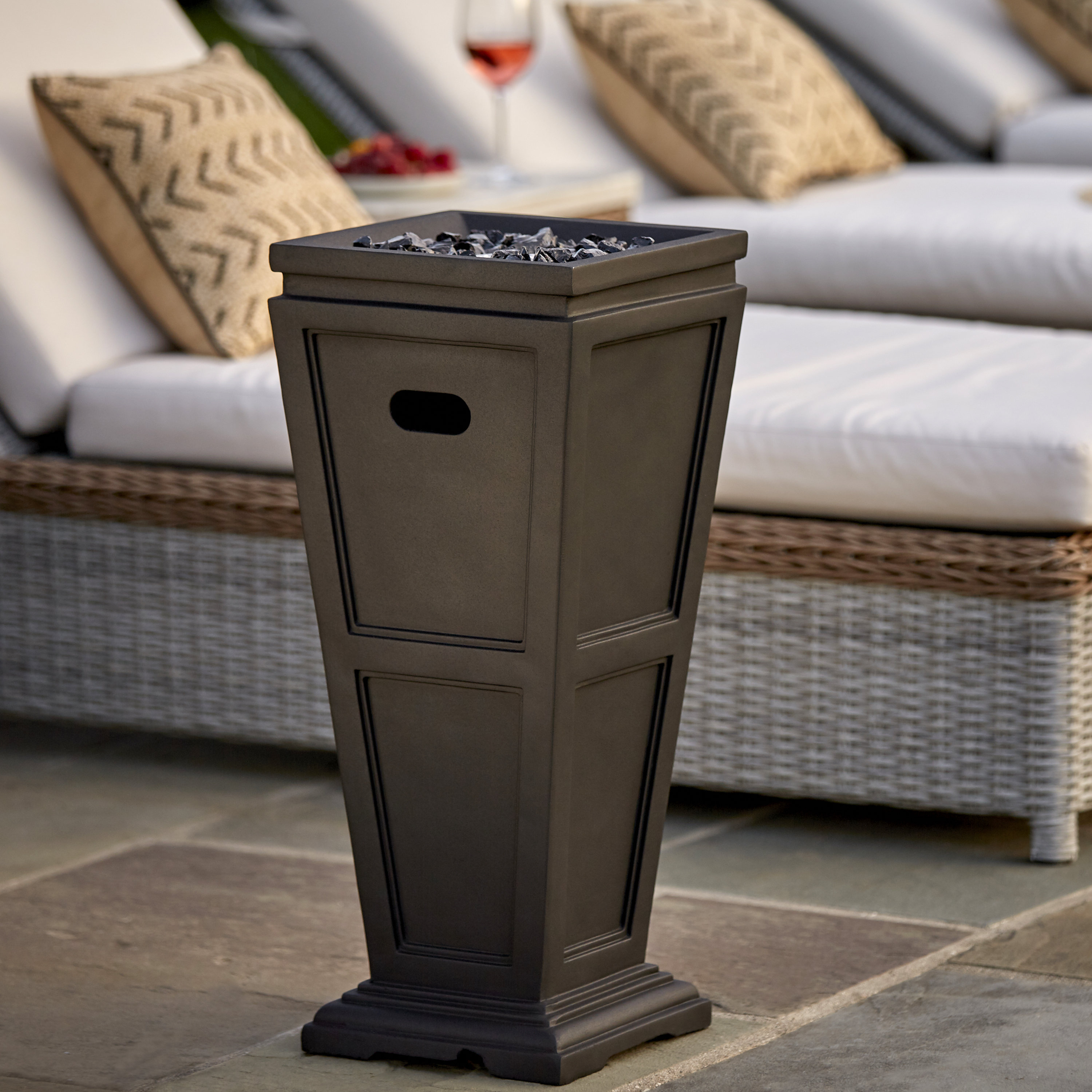 Endless Summer, 28" x 11" Slate Finish Outdoor LP Gas Fire Column ...