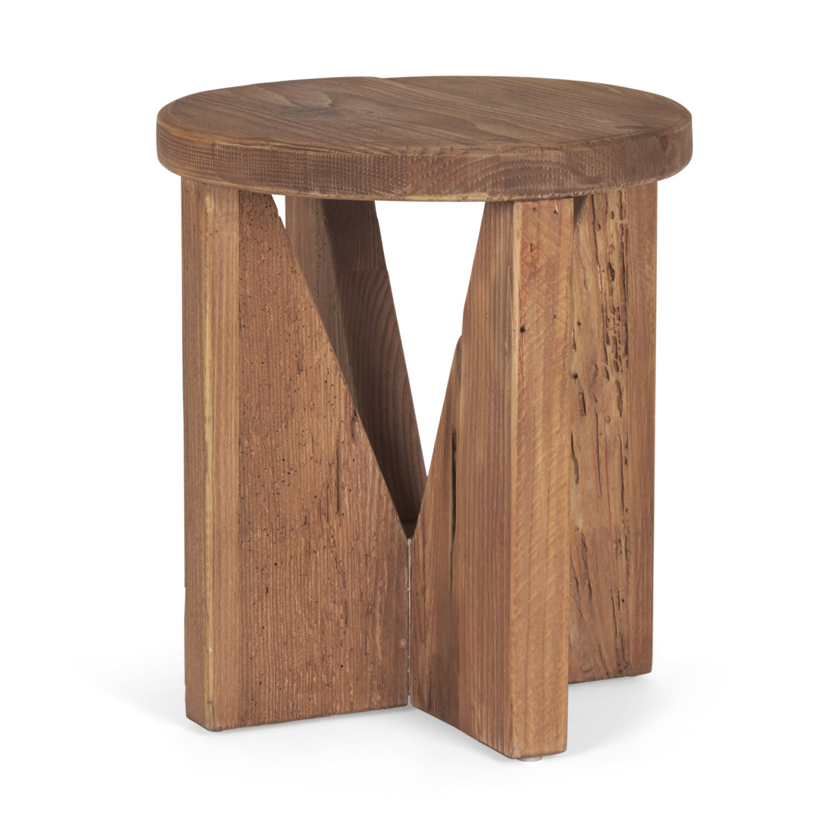 Loon Peak® Julyn Round Natural Brown Wood w/ Angled Legs Stool | Wayfair