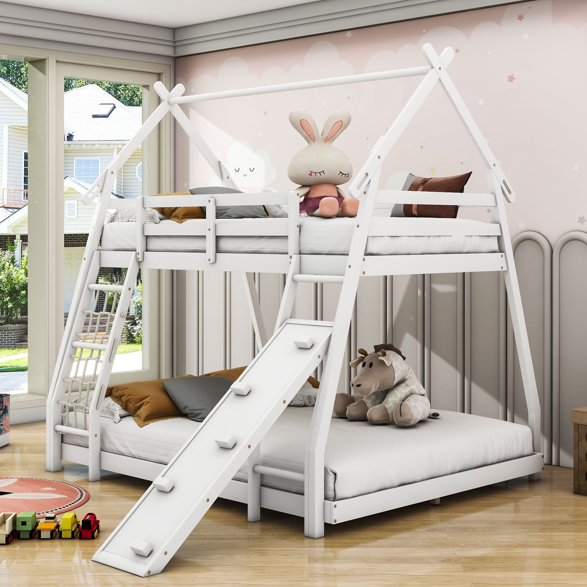 Harper Orchard Muthiani Kids Twin Over Queen Bunk Bed | Wayfair
