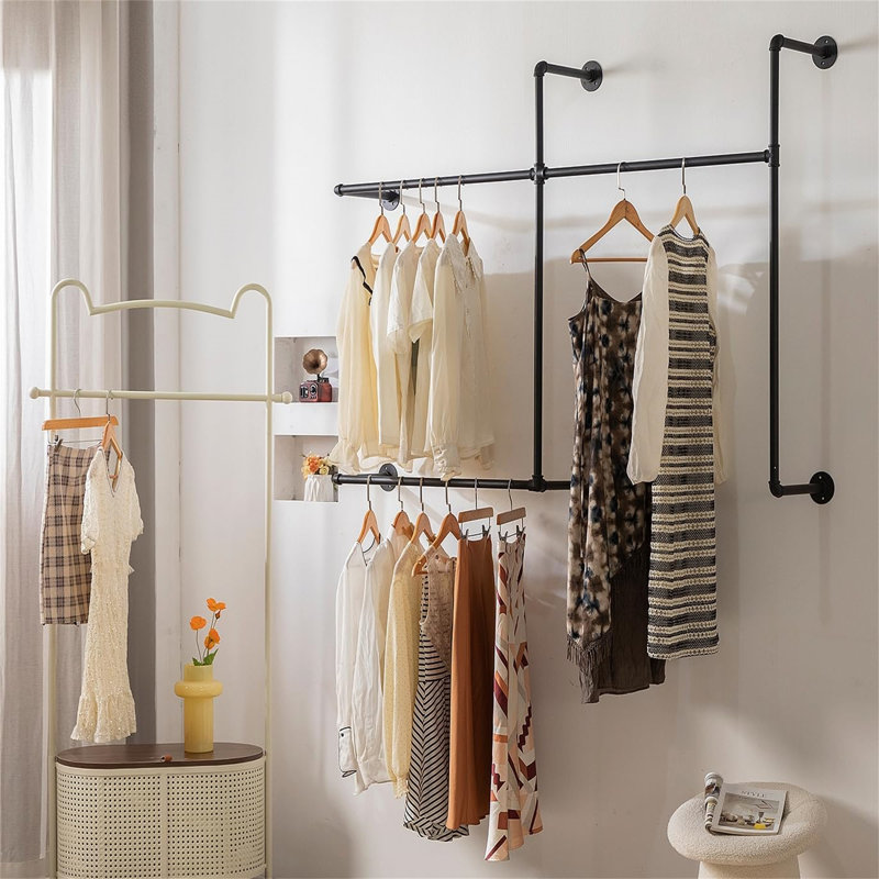 Rebrilliant Nidhish Metal Wall Mounted Clothes Rack | Wayfair