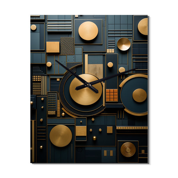 DesignArt Arcane Visions In Gold And Teal - Modern Geometric Wall ...