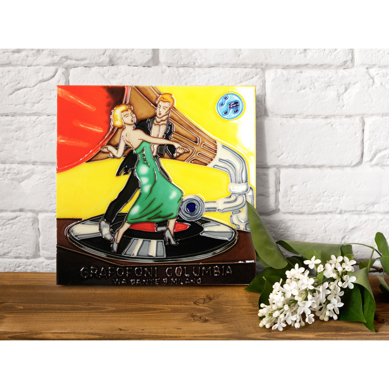 Continental Art Center 8x8" Dancing Record Ceramic Art Tile Wall Décor ...