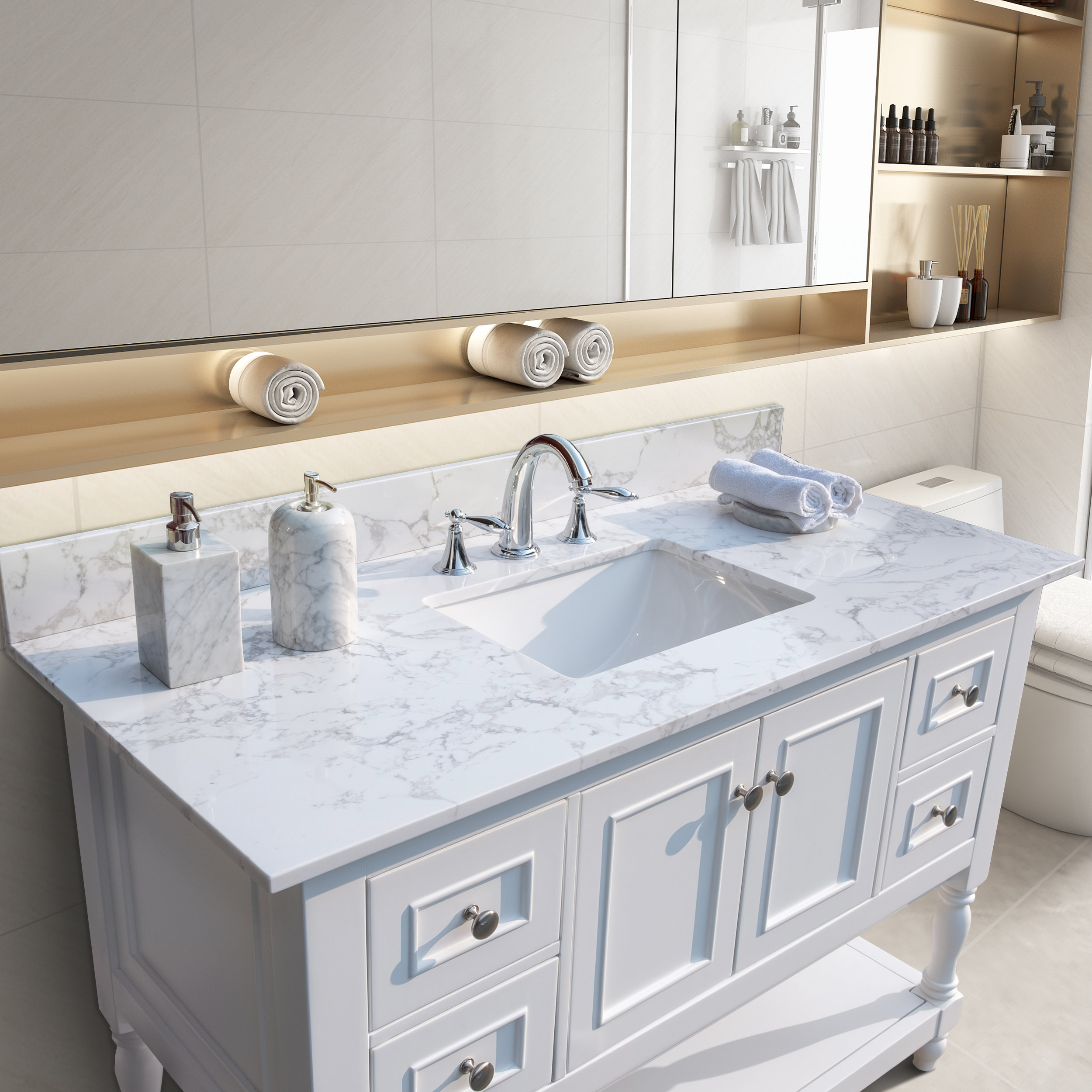 Modern Luxe Furniture 43" Single Bathroom Vanity Top in White with Sink ...