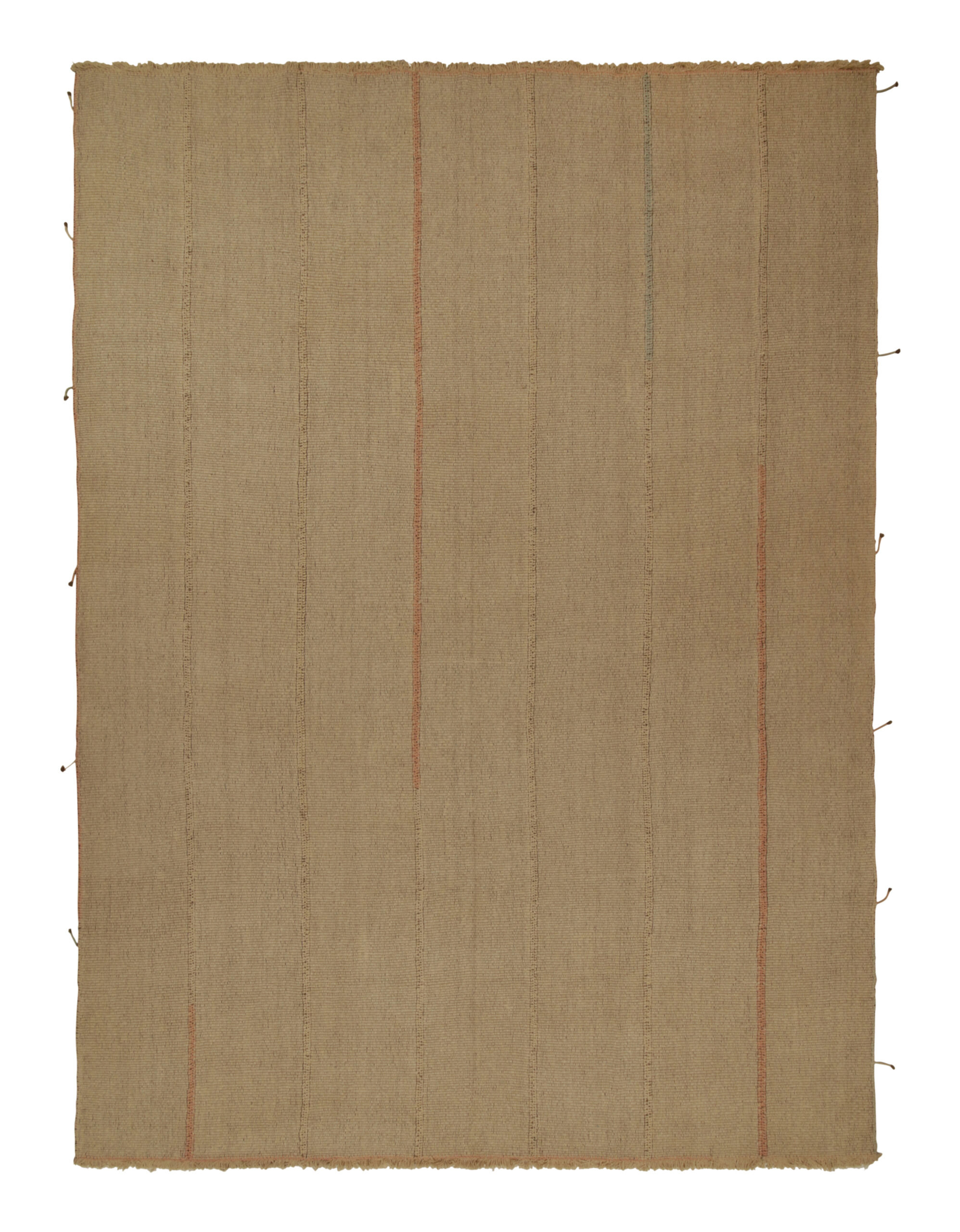 Rug & KilimS Contemporary Kilim In Sandy, Solid Beige-Brown With Pink ...