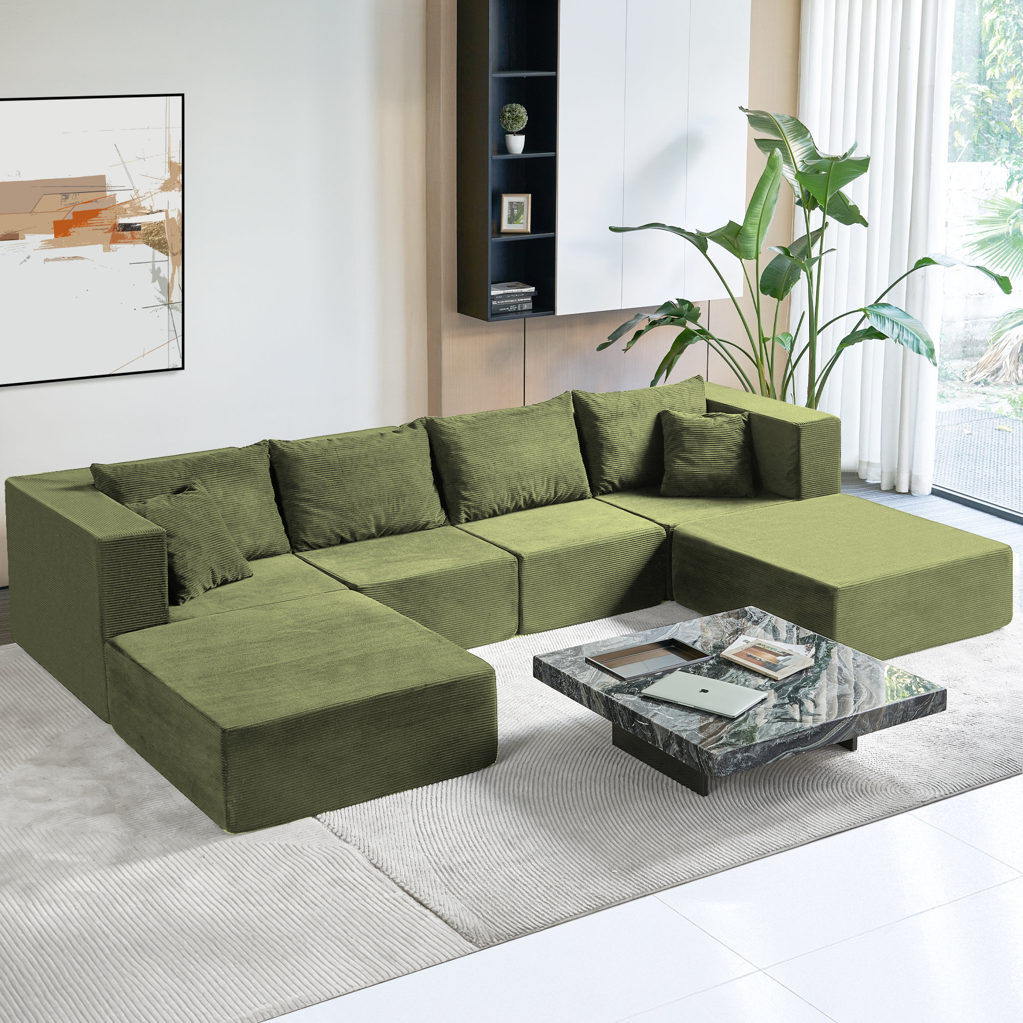 Latitude Run® 140" Oversized Modular Sectional Sofa,6-Piece Convertible ...