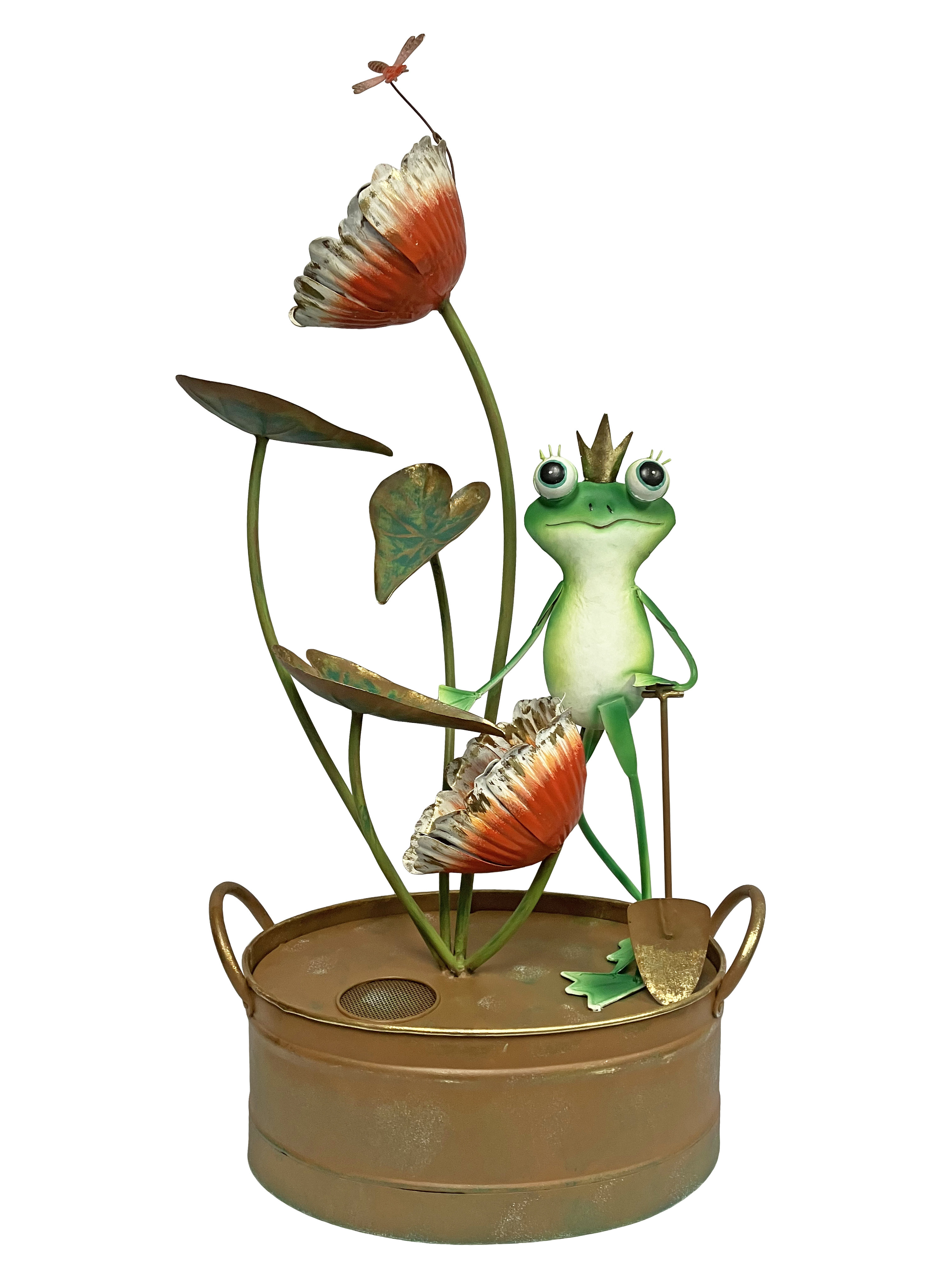 Continental Art Center Green Frog Table Top Water Fountain, Outdoor ...