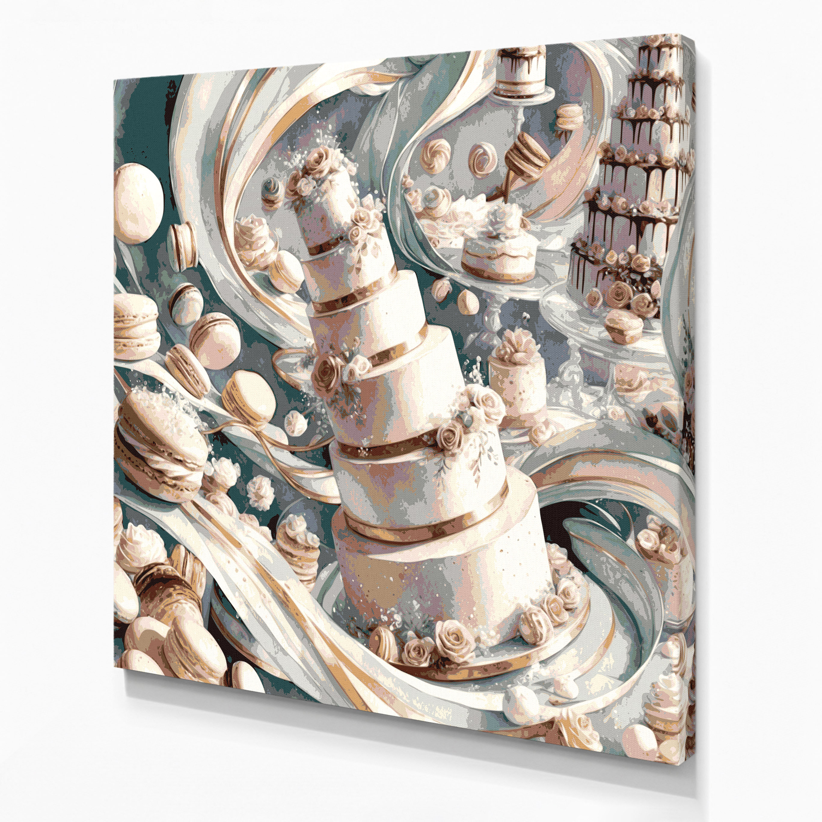 Latitude Run® Desserts Cakes and Pastries Beige Canvas Wall Art | Wayfair