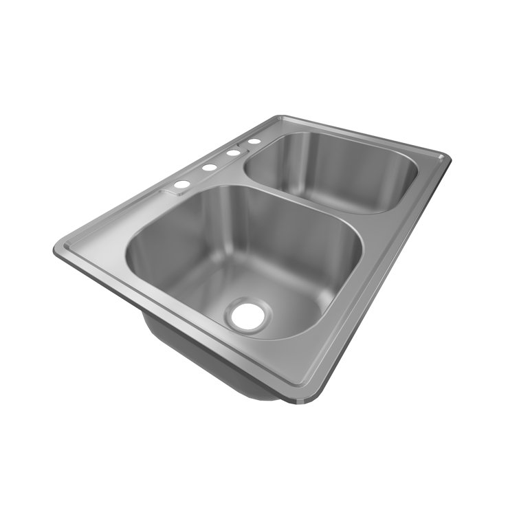 Sinber 33" x 22" Drop In Double Bowl Kitchen Sink with 18 Gauge 304 ...