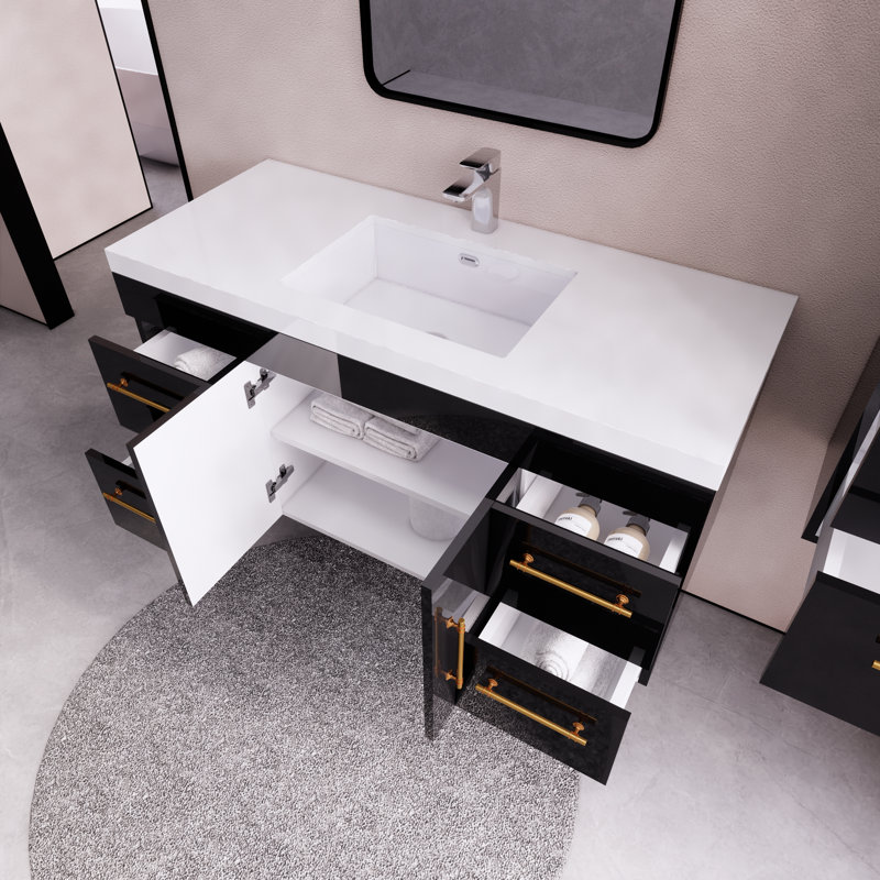 Brayden Studio Bastos 47" Wall-Mounted Single Bathroom Vanity Set | Wayfair