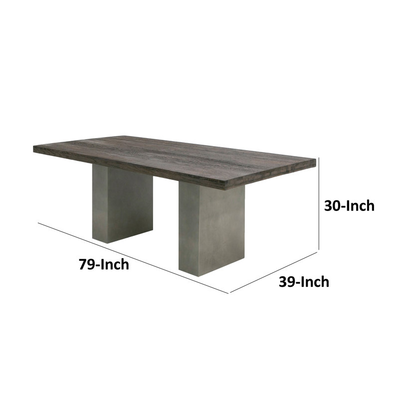 Benjara Cid Ari Dining Table, Rectangular Top, Gray | Wayfair