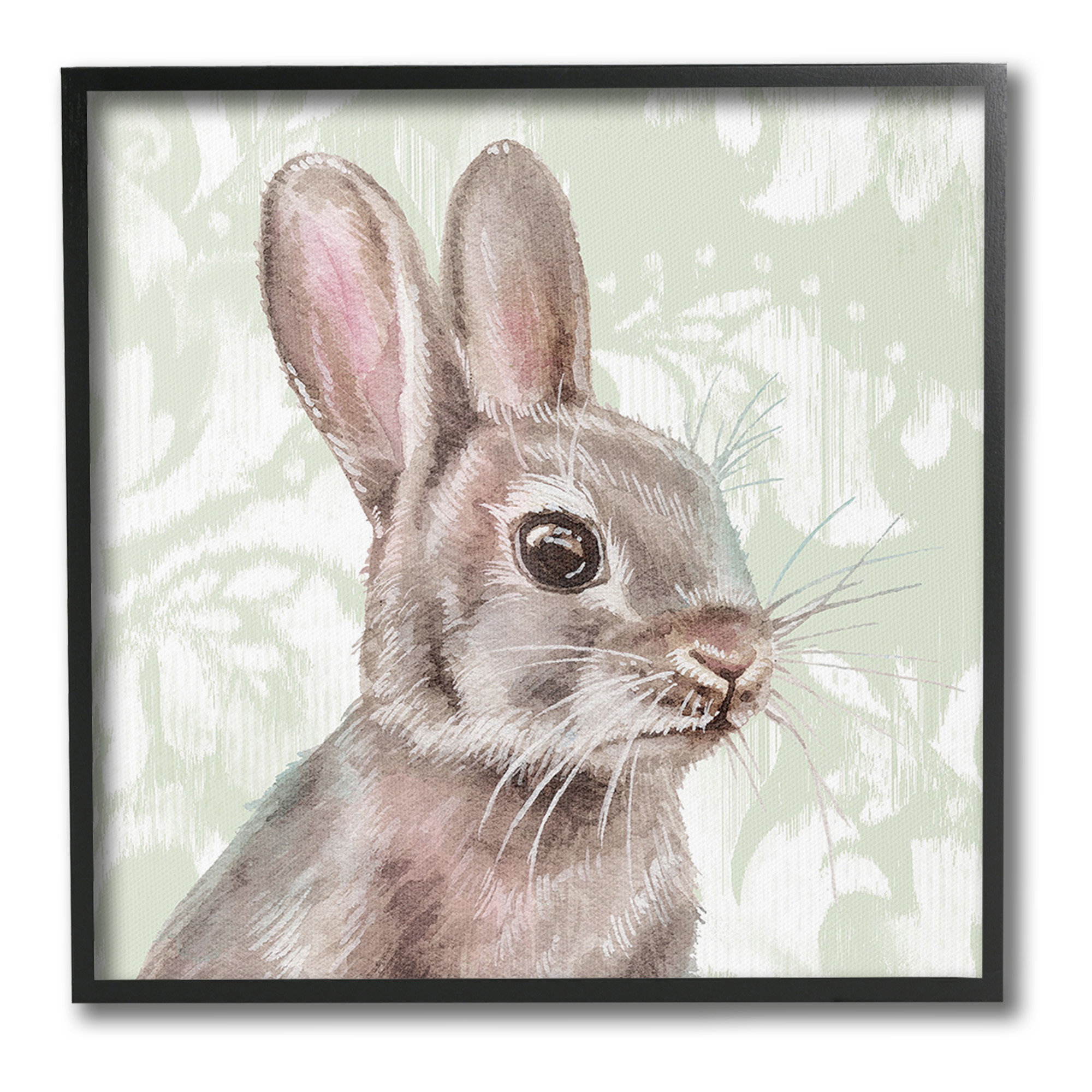 Stupell Industries Rabbit with Floral Pattern Framed Giclee Art by ...