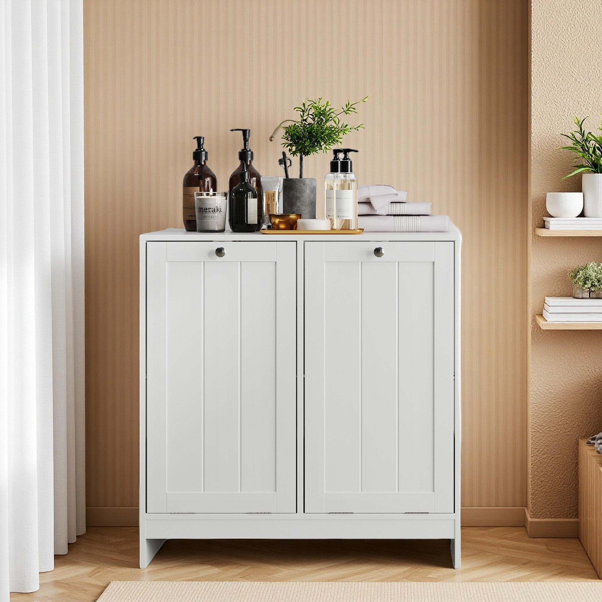 Latitude Run® Tilted Laundry Hamper With Removable Basket, Hidden ...