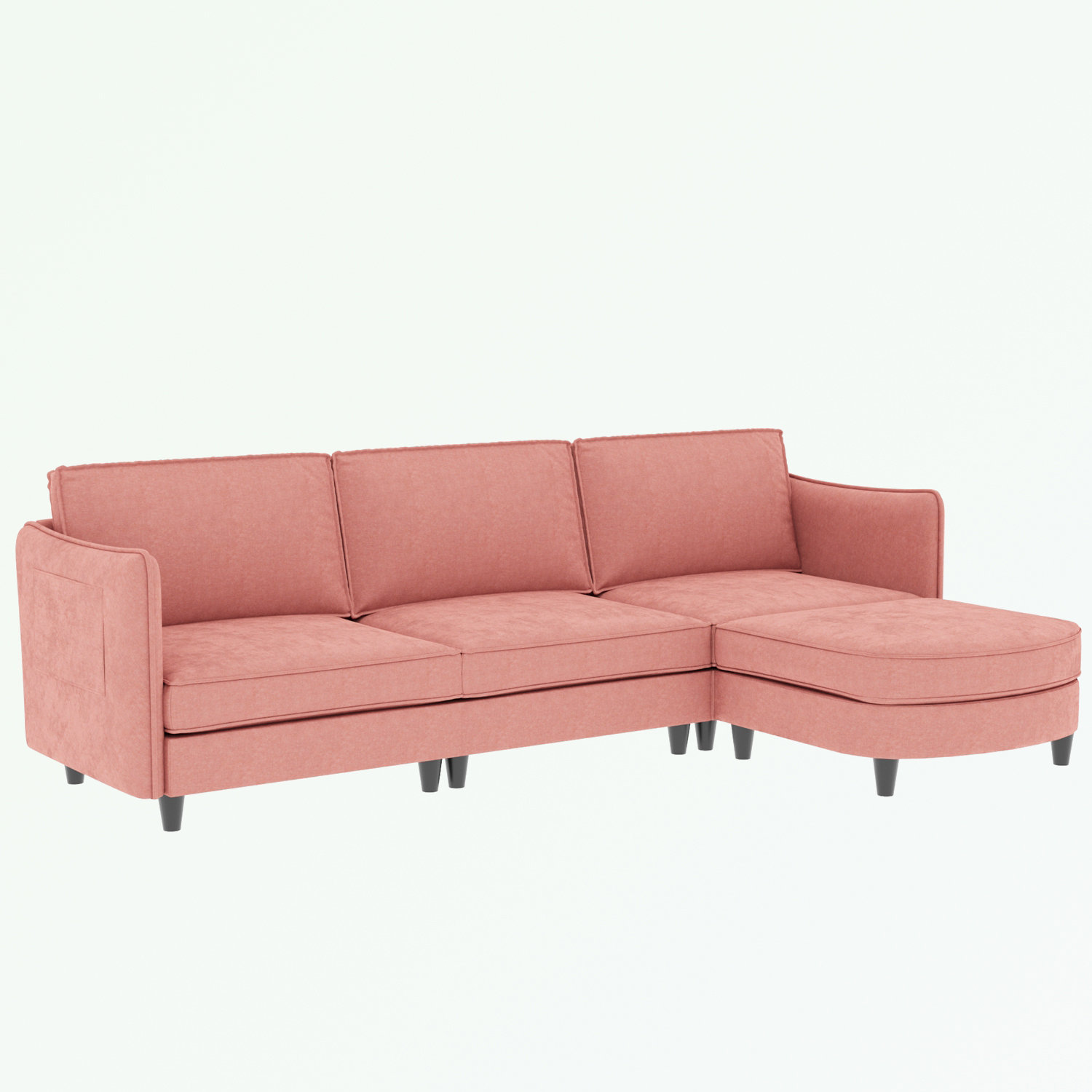 hanada 3 Seater L-Shaped Sofas with Movable Ottoman and Arm with Pockets | Wayfair