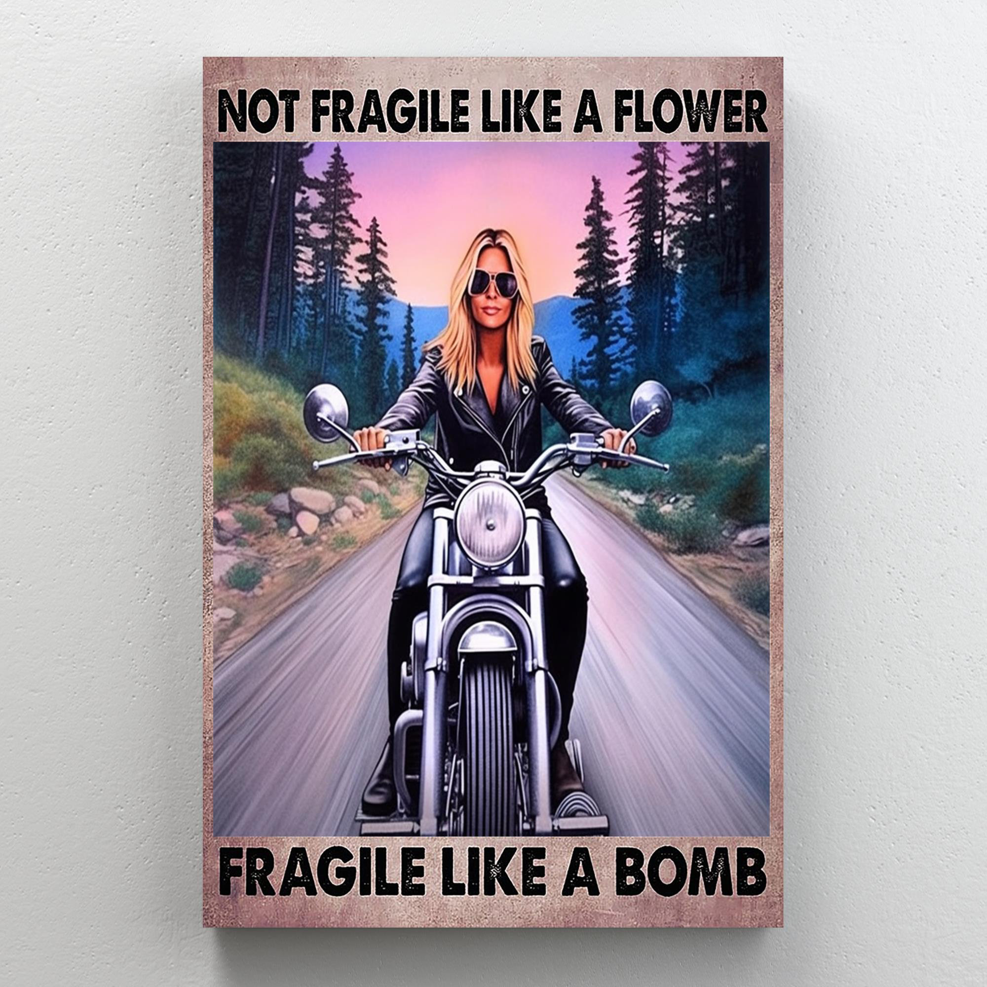 Trinx Woman Riding Motor Fragile Like A Bomb On Canvas Graphic Art ...