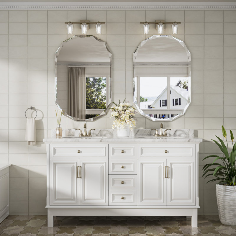 Mercer41 Pearlette Oval Beveled Frameless Bathroom Vanity Mirror ...