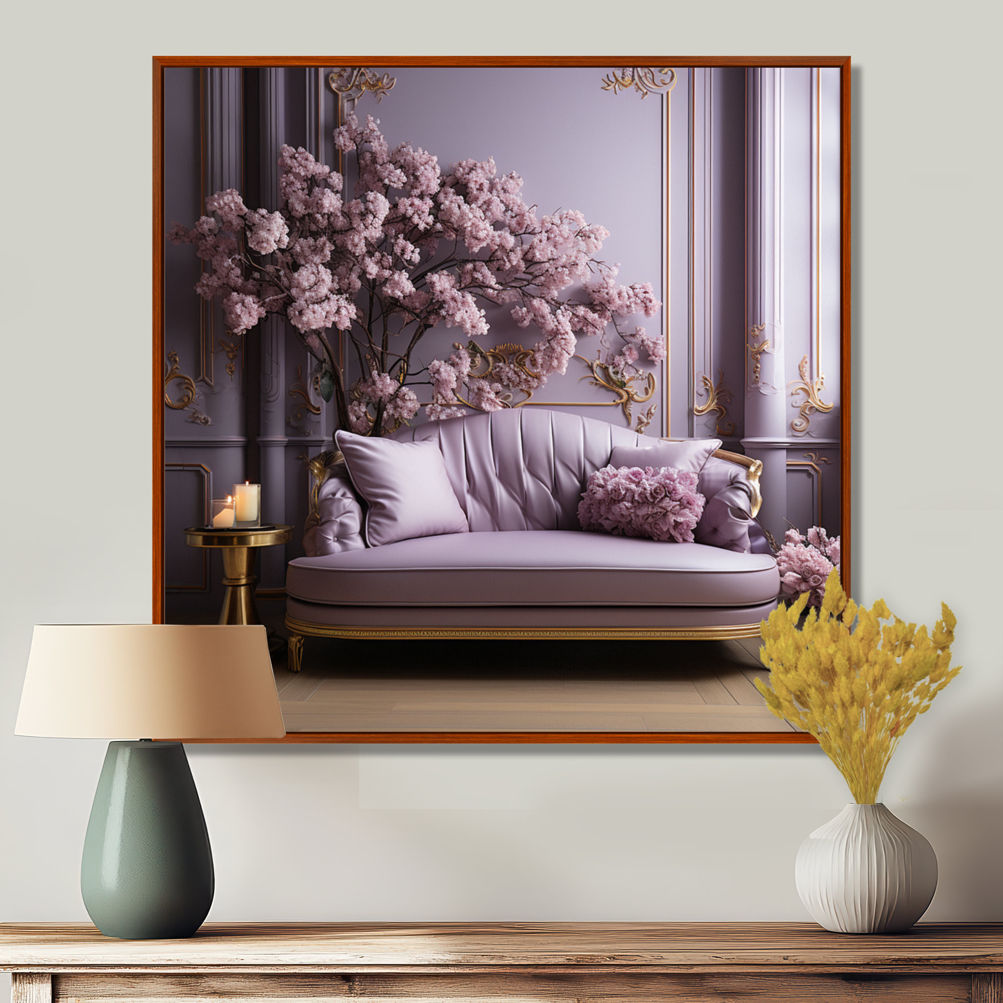 House of Hampton® Lilac Couch Adorned With Gilded Accents II - Lilacs ...