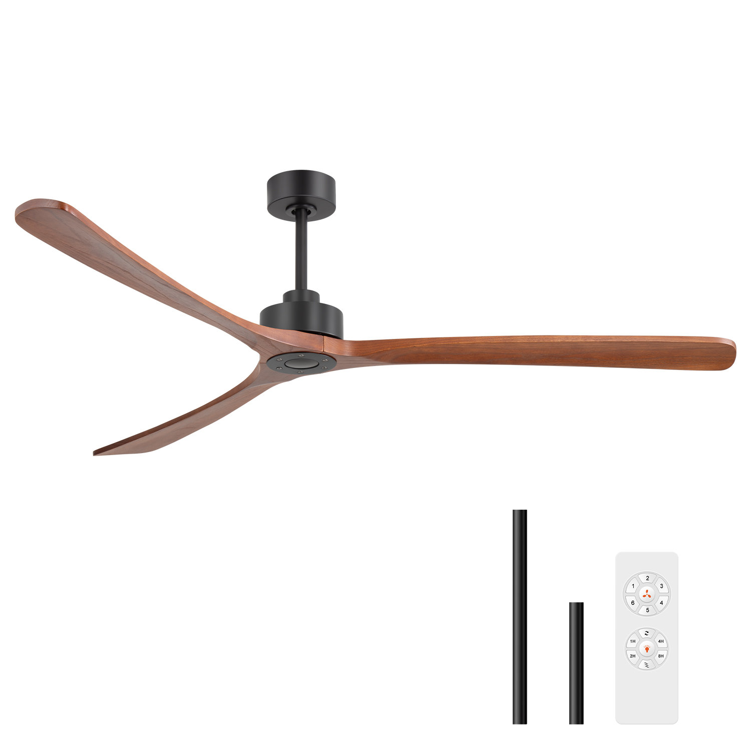 Mercer41 Laurissa 72-Inch Solid Wood Ceiling Fan without Lights, Indoor ...