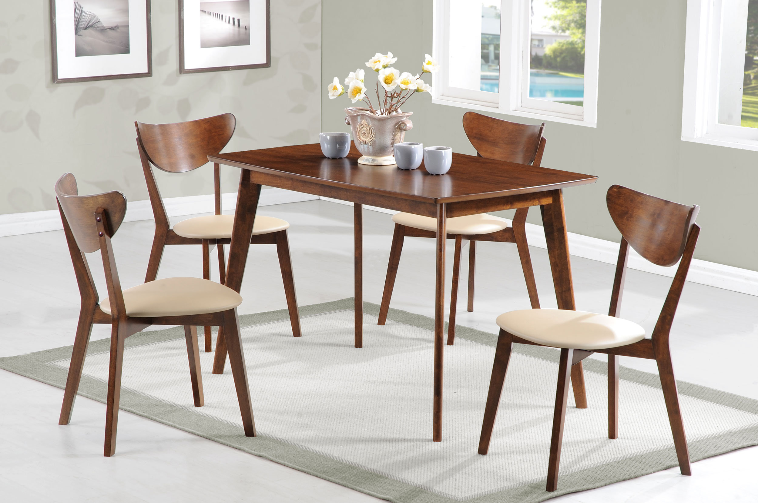 Ebern Designs Freidin 5-Piece Rectangular Dining Set Chestnut And Tan ...