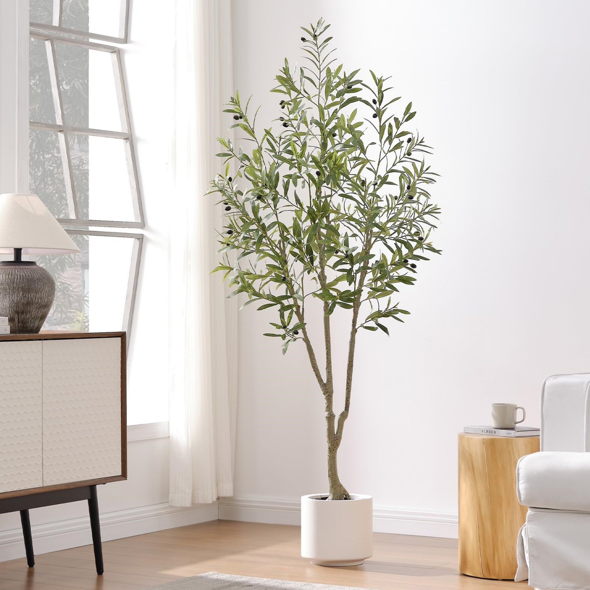 The Seasonal Aisle Andromache 180cm Faux Olive Tree Tree in Pot ...