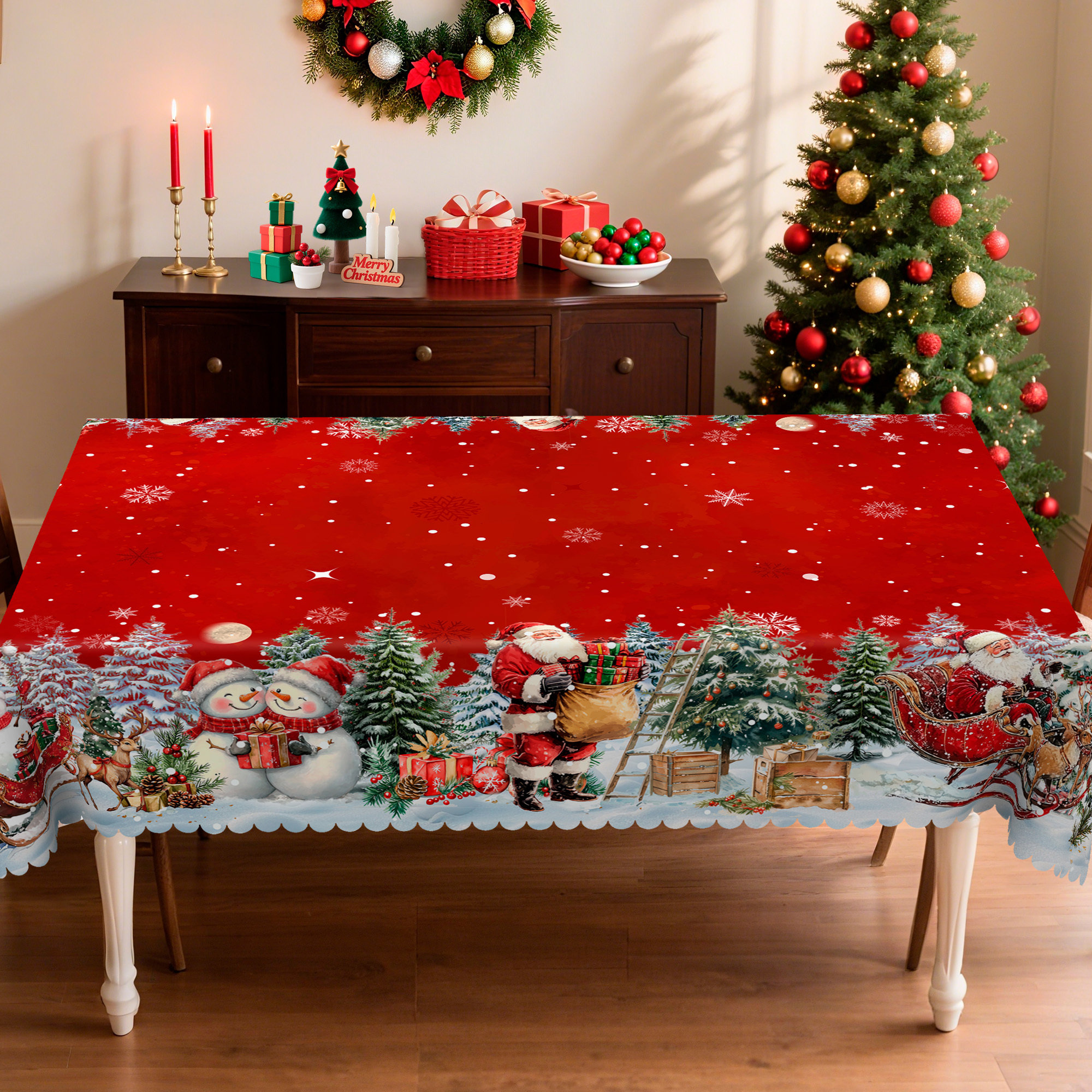 The Holiday Aisle® Christmas Tablecloth Rectangular 140x180cm Winter ...
