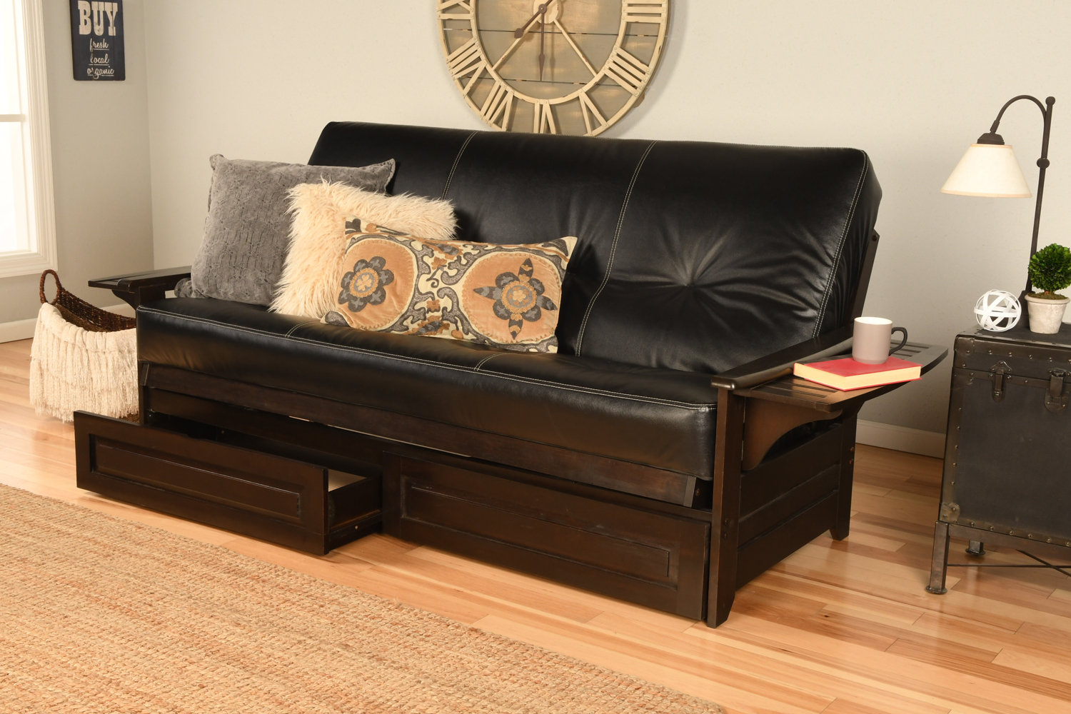 Winston Porter Johnte Full 80" Futon Frame and Mattress with Drawer set ...