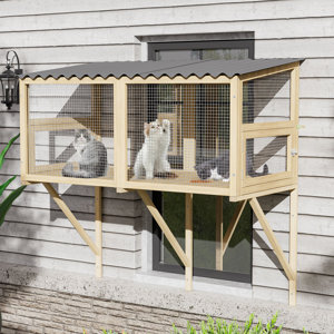 Tucker Murphy Pet™ 46.85" L Cat Window Box,Wooden Cat Window Enclosure ...