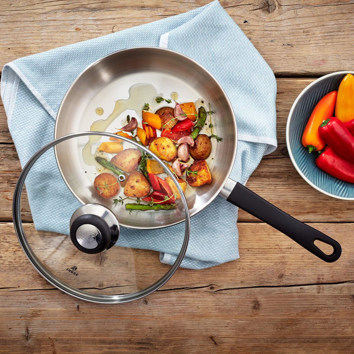 Judge Vista 6 Piece Stainless Steel Pan Set with Glass Lids, 14cm milk ...