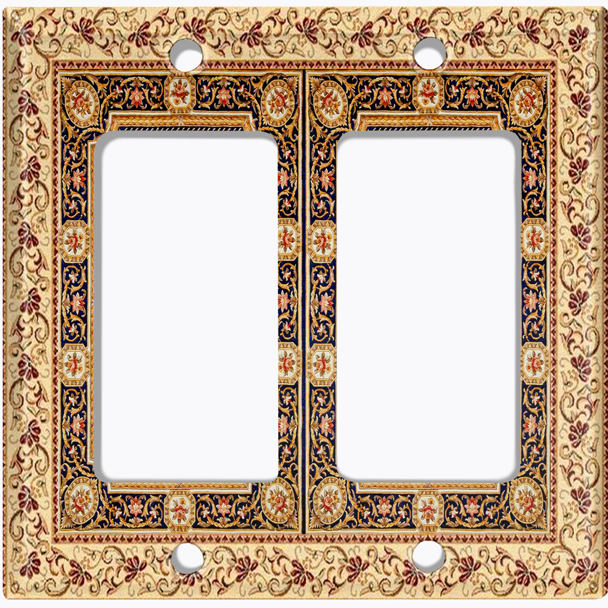 WorldAcc Elegant Colorful Frame Rug Navy Blue Paint 2-Gang Toggle Light ...