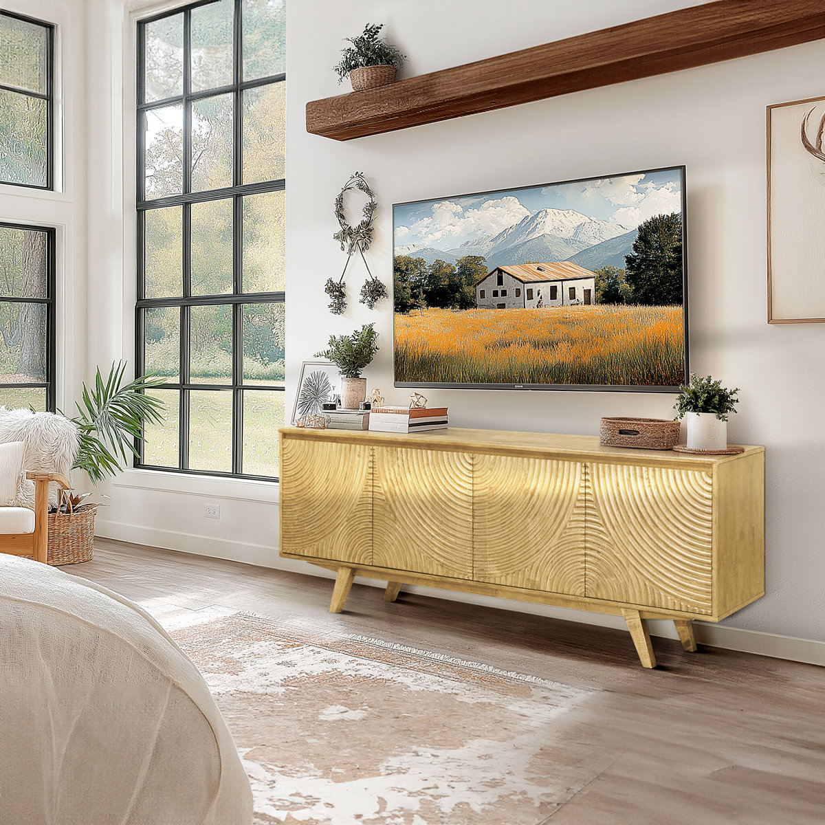 Acacia Harmony TV Stand for TVs up to 75" Media Console Entertainment ...