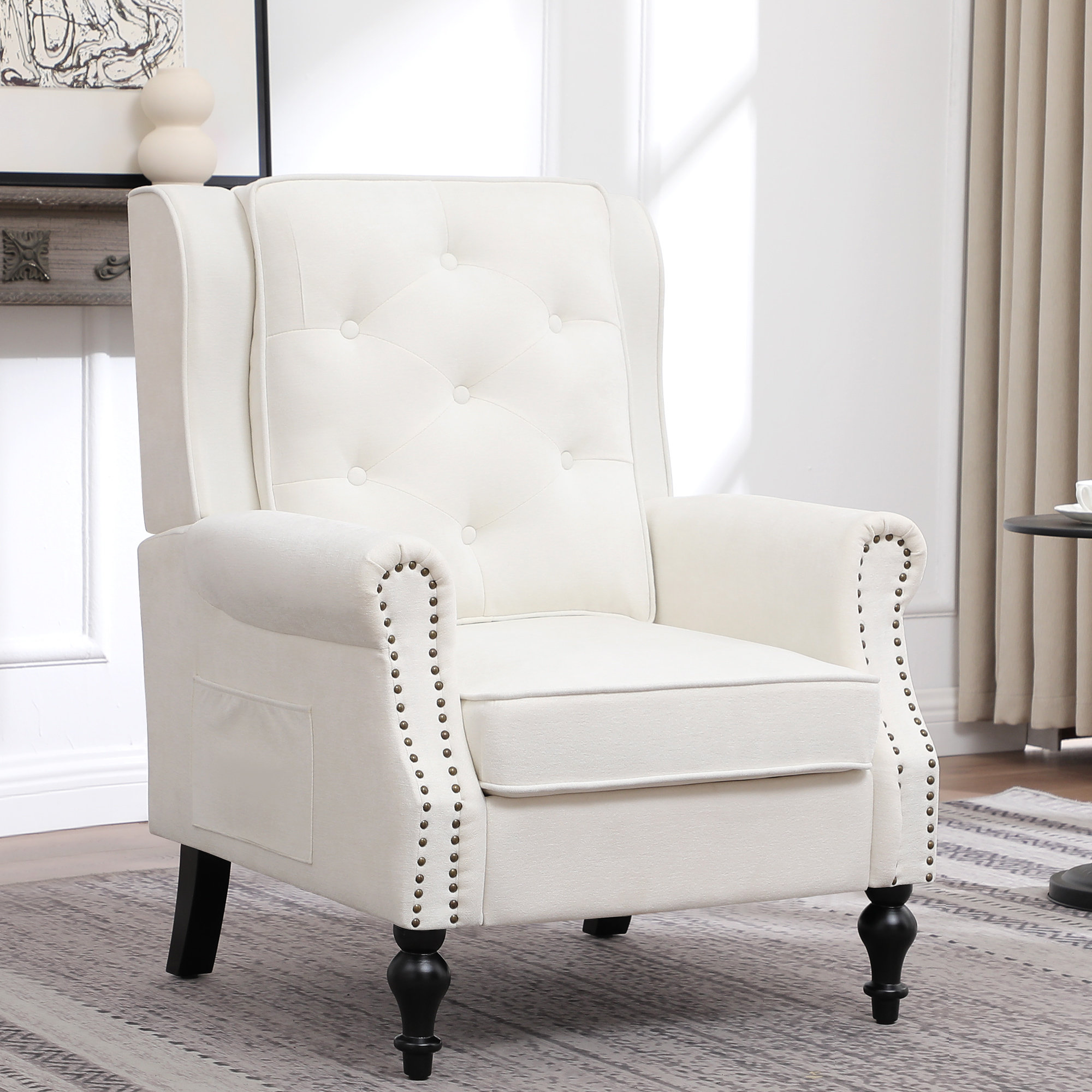 Charlton Home Mid-Century Modern Wingback Recliner with microfiber ...