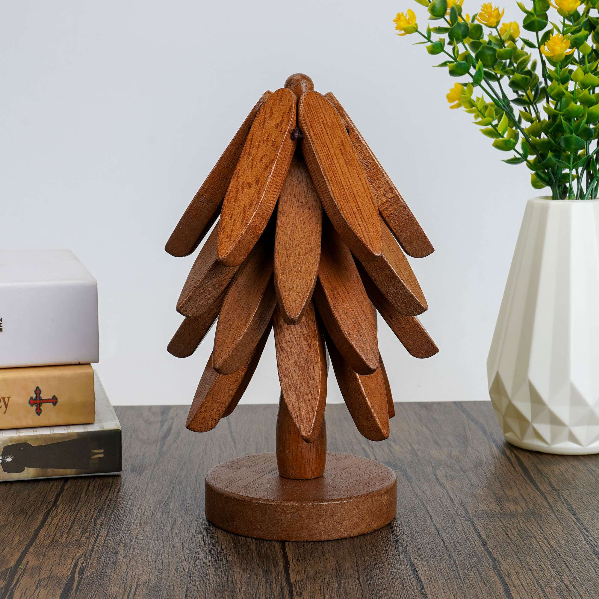 Deago Wooden Trivets for Hot Dishes,Tree Shape Trivet Set,4 Wooden ...