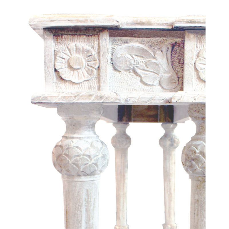 Lark Manor Almeter Console Table in Traditional White Finish on Hand ...