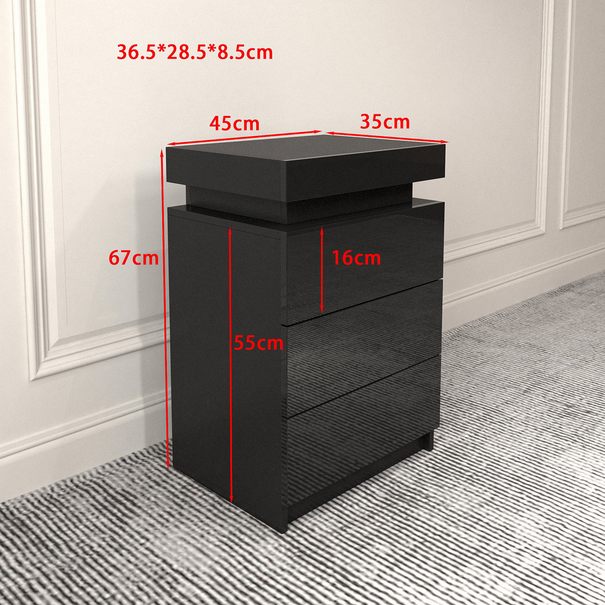 Builddecor LED Nightstand Modern Multi-Colour LED Night Table Bedside ...