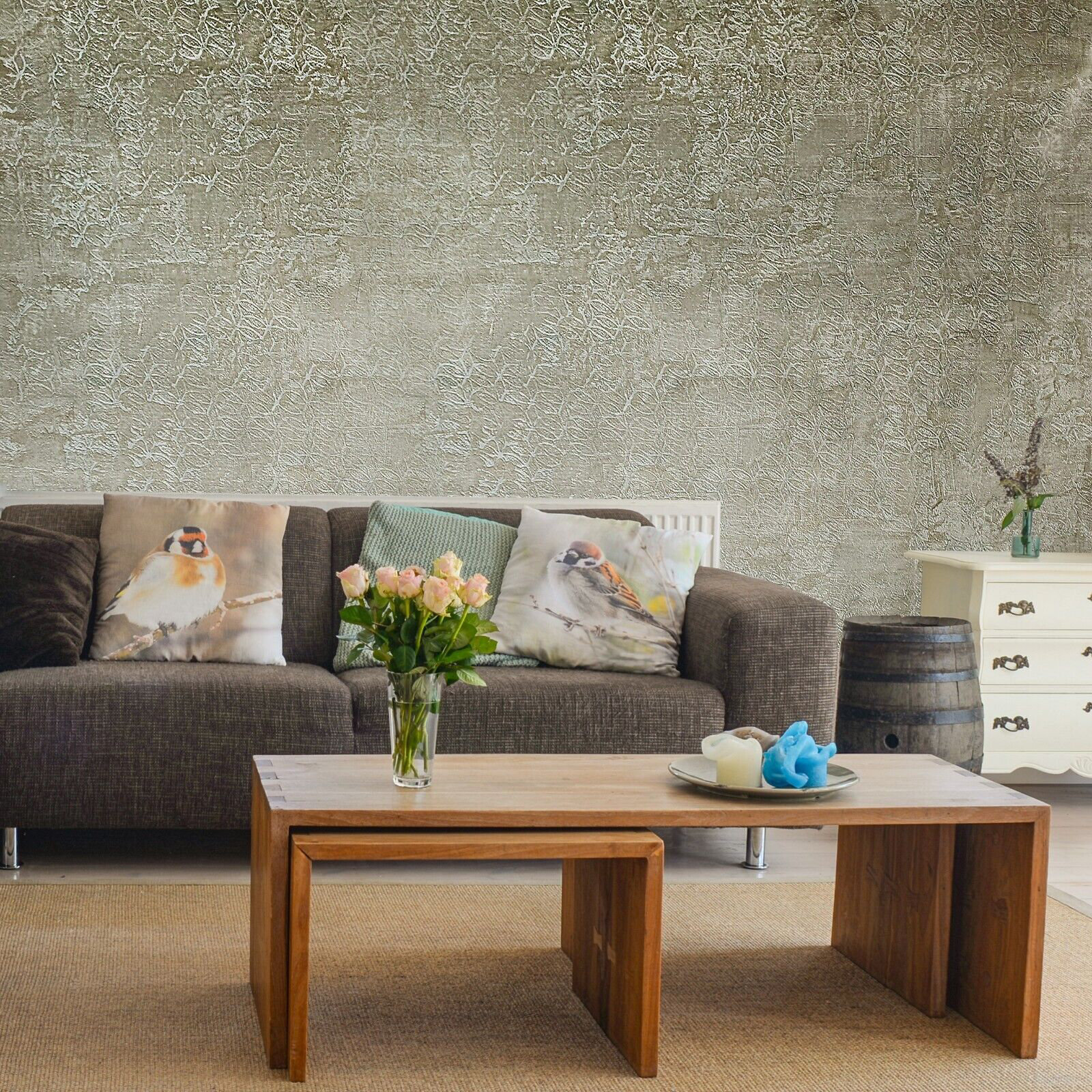 17 Stories Plain Modern Taupe Bronze Metallic Faux Plaster Textured ...