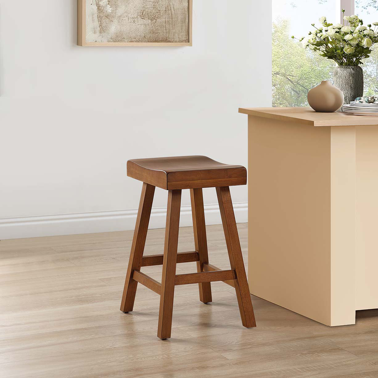 Ebern Designs Caparrelli Solid Wood 24'' Counter Stool | Wayfair