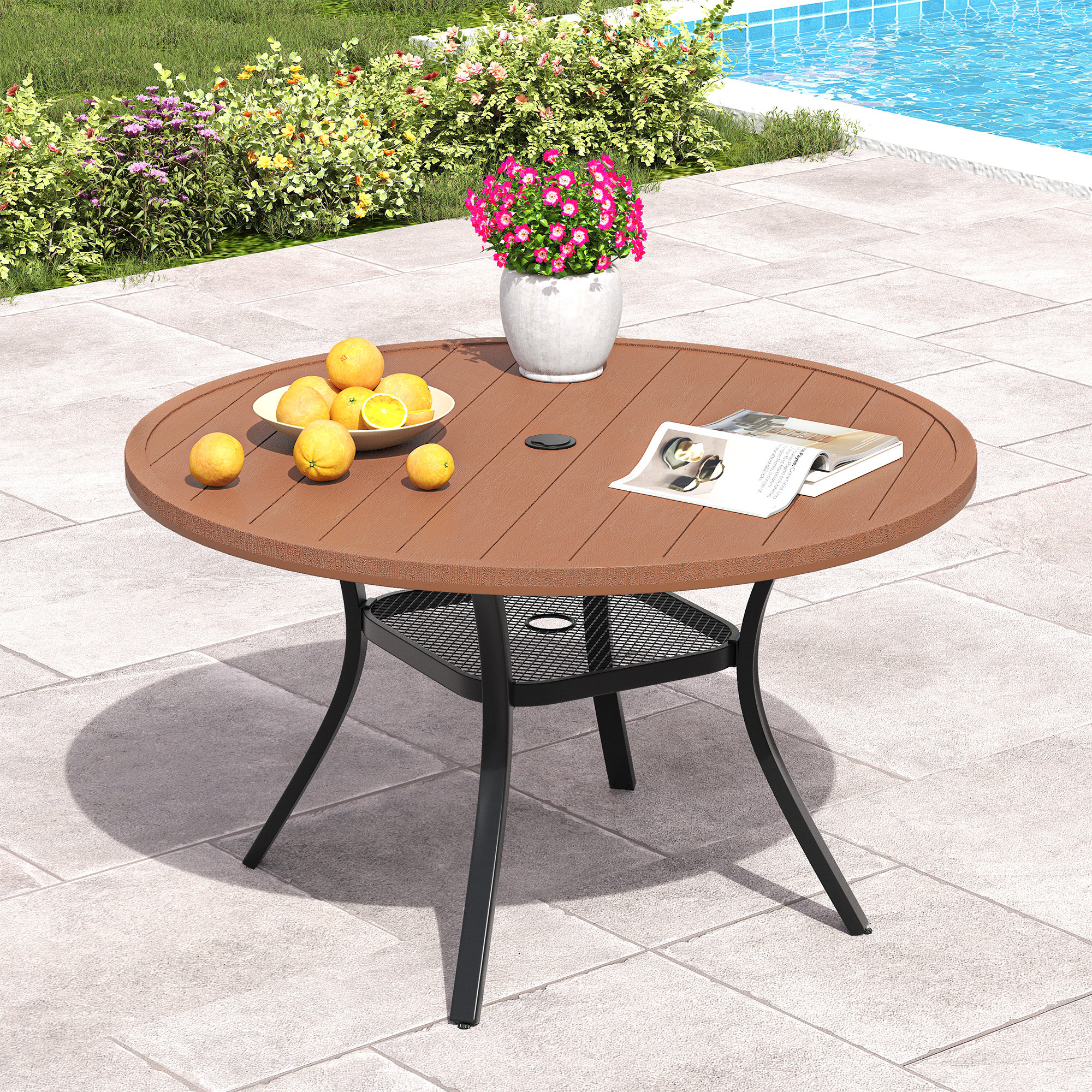 Winston Porter Round Patio Dining Table | Wayfair