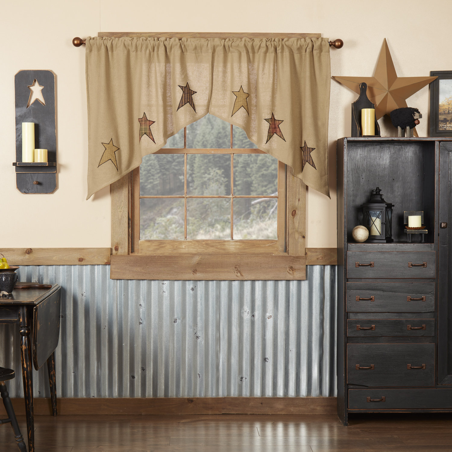 August Grove® Applique Star 36" Curtain Valance & Reviews | Wayfair